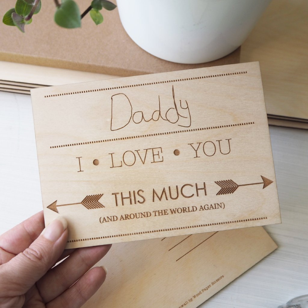 Child's Handwriting Personalised Wooden Postcard – Wood Paper Scissors