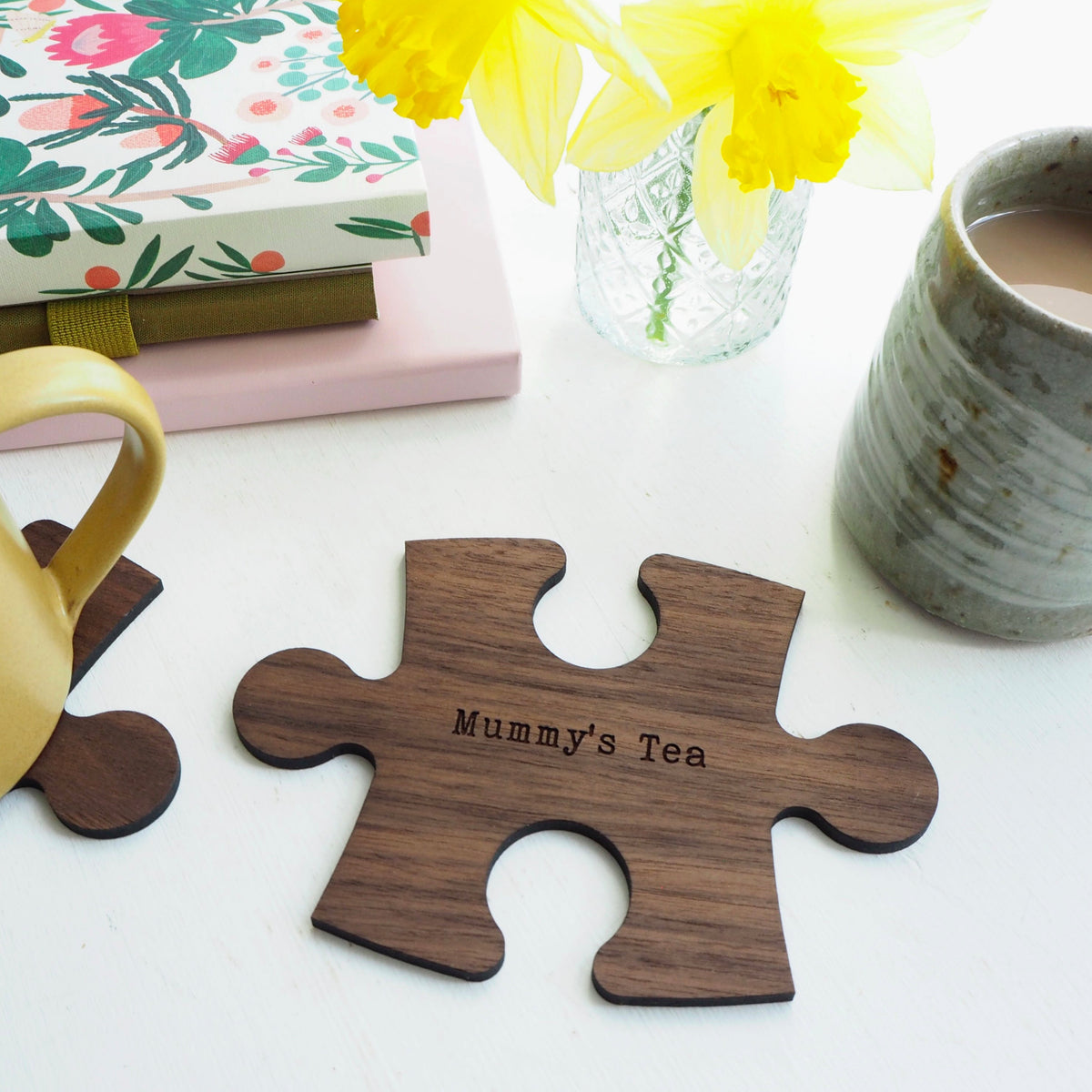 Personalised Jigsaw Piece Wooden Coasters – Wood Paper Scissors