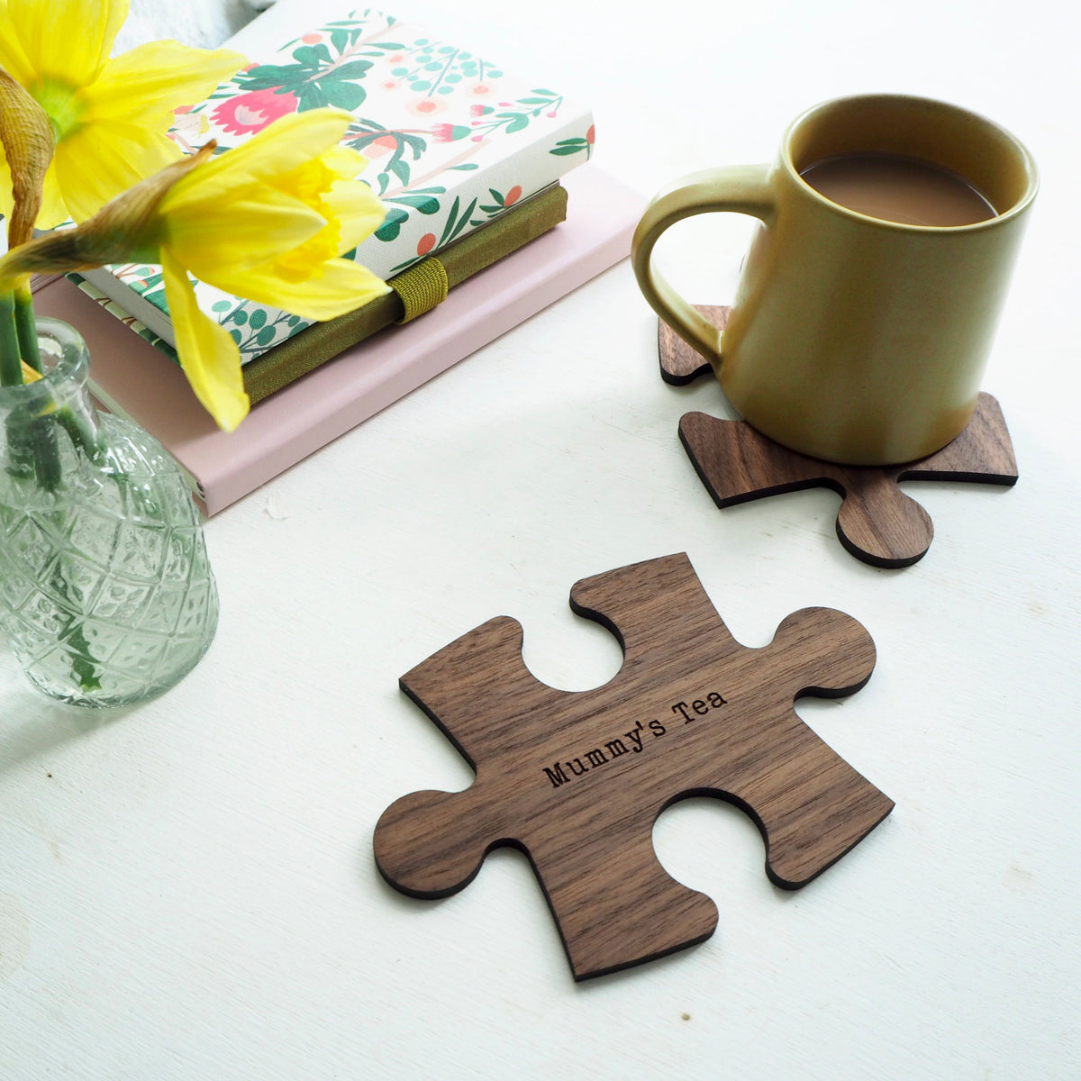 Personalised Jigsaw Piece Wooden Coasters – Wood Paper Scissors